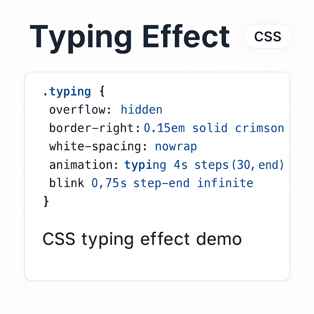 CSS Typing Effect - Create a Typewriter Animation with Pure CSS - CSS ...
